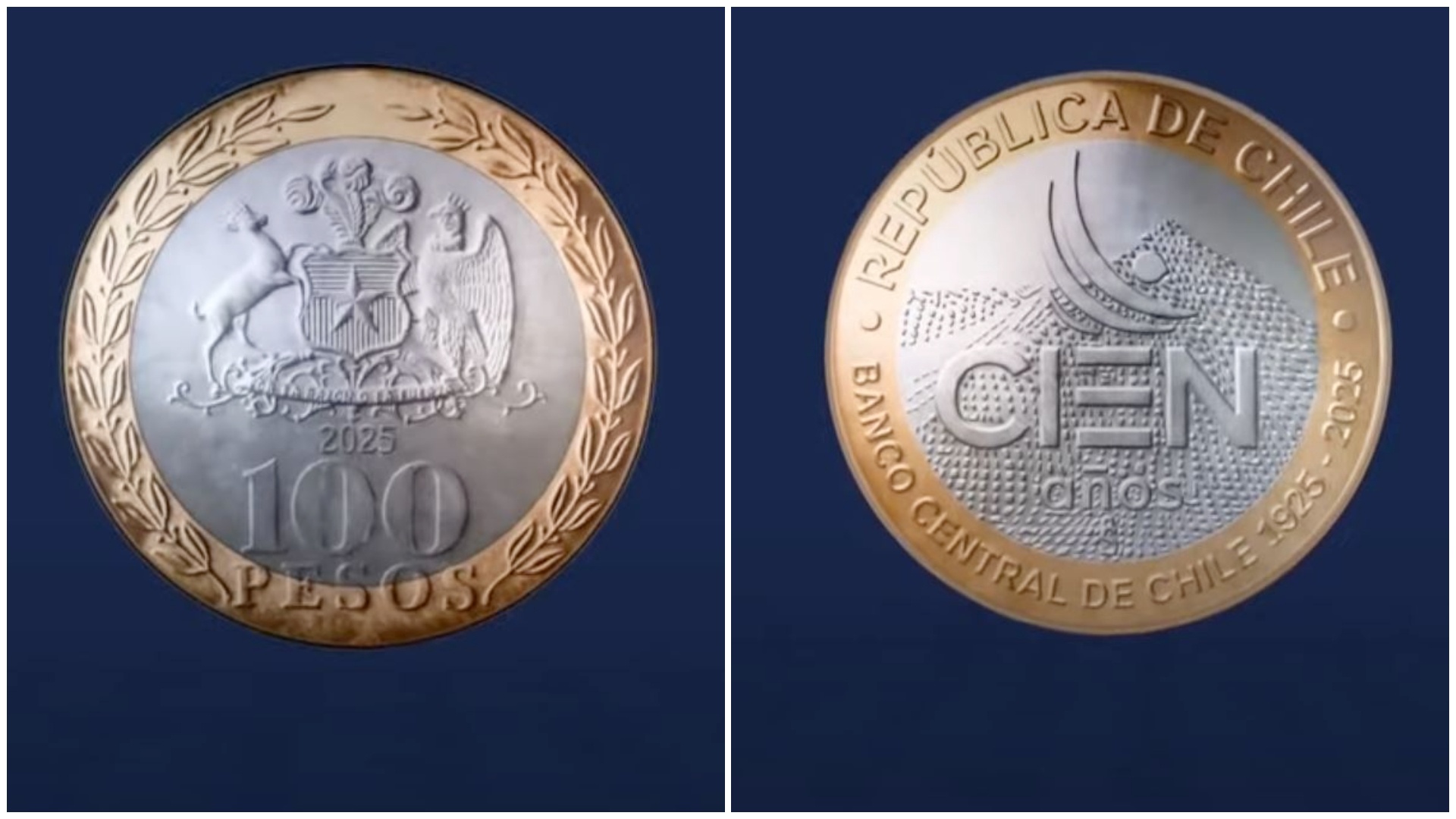 Presentan nueva moneda de $100 por Centenario del Banco Central de Chile